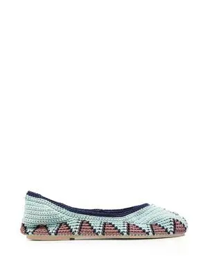 SLO_HAND_MADE Handmade Crochet Ballet Flats - Blue