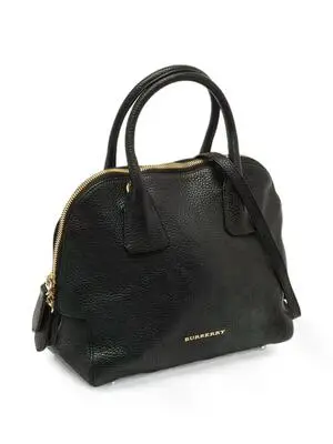Burberry Greenwood Grained Leather Satchel Bag - Black