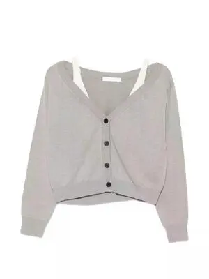 YCH V-neck Layered-effect Cardigan - Grey