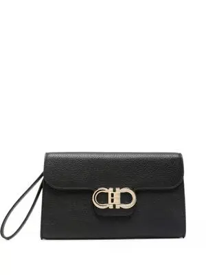 FERRAGAMO Double Gancini Clutch Bag - Black
