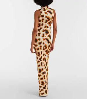 Christopher Esber Sleeveless Maxi Dress With Animal Print - Beige