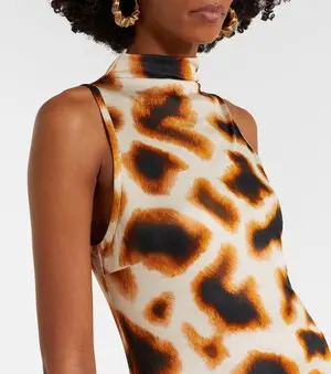 Christopher Esber Sleeveless Maxi Dress With Animal Print - Beige