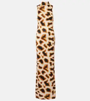 Christopher Esber Sleeveless Maxi Dress With Animal Print - Beige