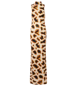 Christopher Esber Sleeveless Maxi Dress With Animal Print - Beige