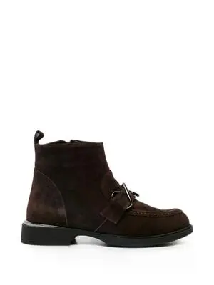 SERGIO MORETTI FIRENZE Buckle Detail Suede Ankle Boots - Brown