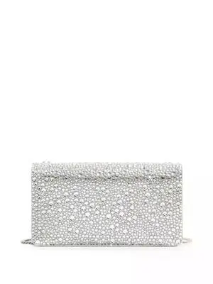 Valentino Garavani Vlogo Signature Crystal-embellished Clutch Bag - Silver