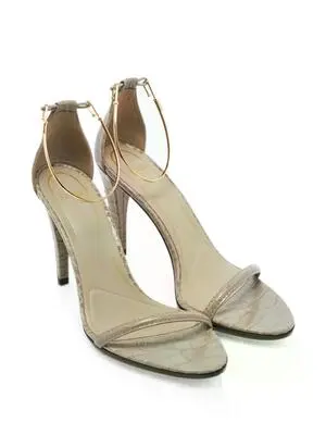Fendi Leather Croc-embossed Ankle-strap Stiletto Sandals