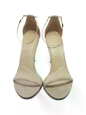 Fendi Leather Croc-embossed Ankle-strap Stiletto Sandals