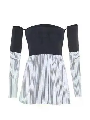 Victoria Beckham Striped Off-shoulder Top