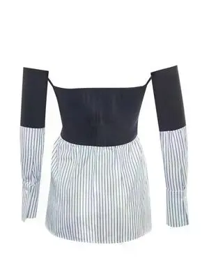 Victoria Beckham Striped Off-shoulder Top
