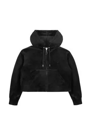 Juicy Couture Diamanté-embellished Cropped Hoodie - Black