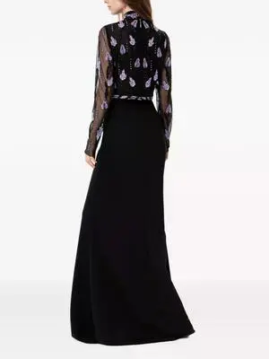 DINA MELWANI Amethyst Embroidered Maxi Dress