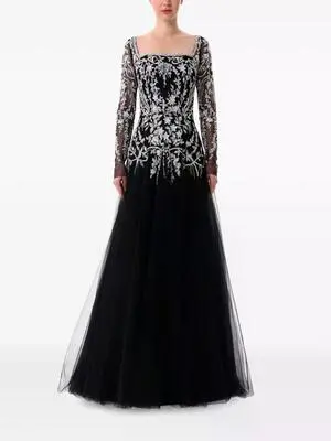 DINA MELWANI Embellished Tulle Maxi Dress