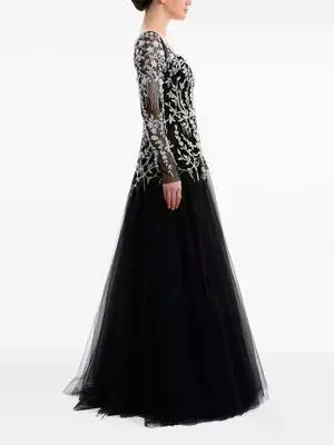 DINA MELWANI Embellished Tulle Maxi Dress
