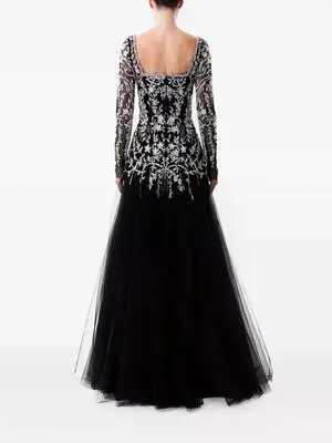 DINA MELWANI Embellished Tulle Maxi Dress