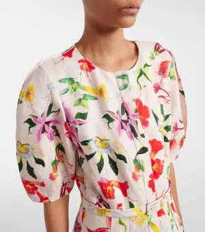 Gabriela Hearst Ignis Floral Linen Midi Dress - Multicoloured