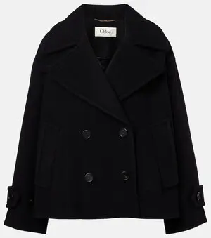 Chloé Double-breasted Wool-blend Peacoat - Black