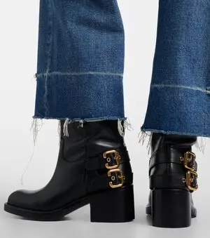 Chloé Dakota Leather Biker Boots With Buckle Fastening - Black