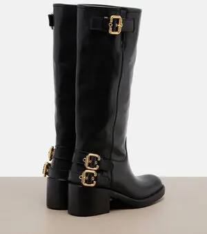 Chloé Dakota Leather Biker Boots With Buckle Fastening