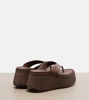 Chloé Nama Leather Platform Thong Sandals