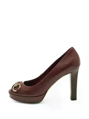 Gucci Peep-toe Pumps With Horsebit Detail - Red