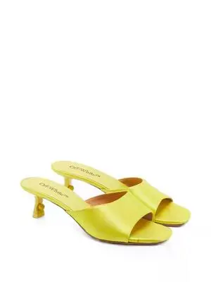Off-White Single Toe Strap Slip-on Heeled Sandals