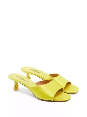 Off-White Single Toe Strap Slip-on Heeled Sandals
