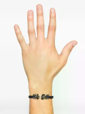 FERRAGAMO Gancini Braided Leather Bracelet