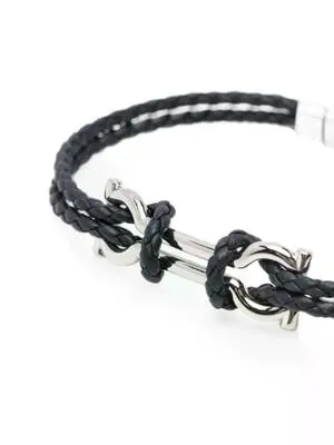 FERRAGAMO Gancini Braided Leather Bracelet