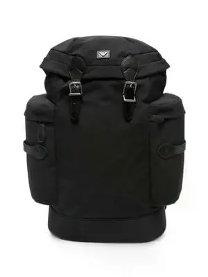 Emporio Armani Logo Plaque Backpack - Black