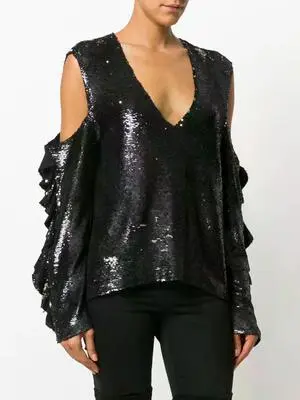 IRO PARIS Cut-out Sequin Blouse