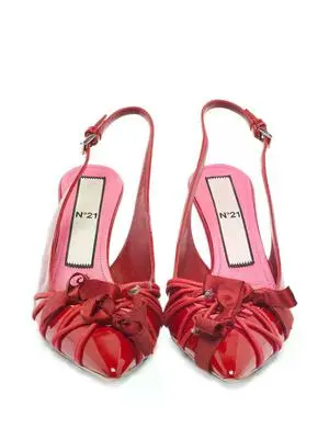 N°21 Lace-up Detail Buckle-fastening Slingback Kitten Heel Pumps