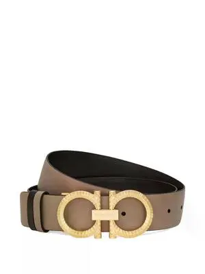 FERRAGAMO Knurled Gancini Reversible And Adjustable Belt