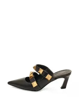 Valentino Garavani Roman Stud Leather Mules - Black
