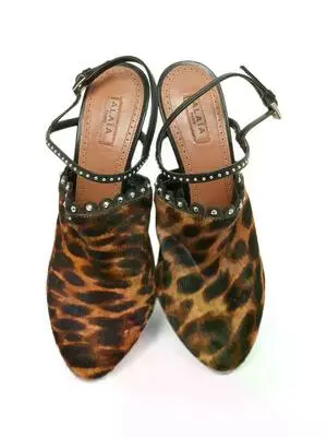 Alaïa Leopard-print Studded Ankle Strap Pumps