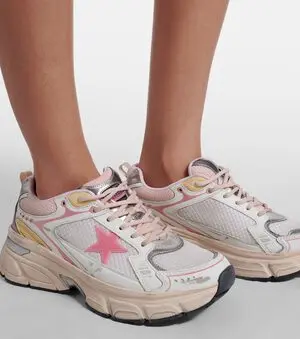 GOLDEN GOOSE Lightstar Leather-trimmed Sneakers - White