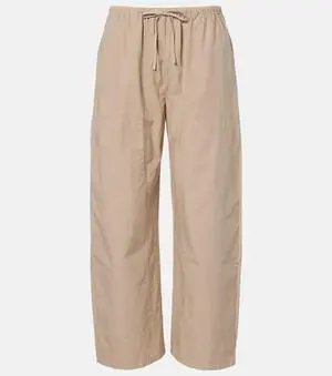 LESET Leset Kyoto Cotton Cropped Wide-Leg Pants In Khaki Beige