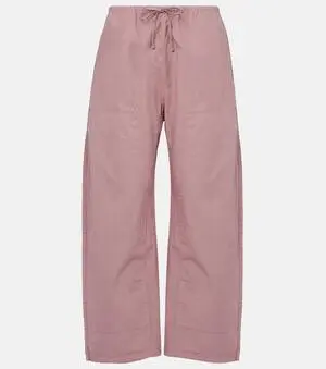 LESET Kyoto Cotton Cropped Wide-leg Pants In Khaki - Pink