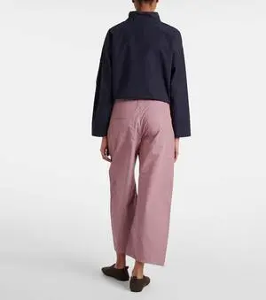 LESET Kyoto Cotton Cropped Wide-leg Pants In Khaki - Pink