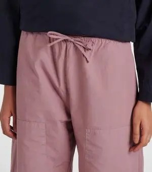 LESET Kyoto Cotton Cropped Wide-leg Pants In Khaki - Pink
