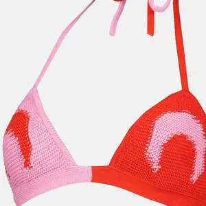 MARINE SERRE Moon Crocheted Knit Bikini Top