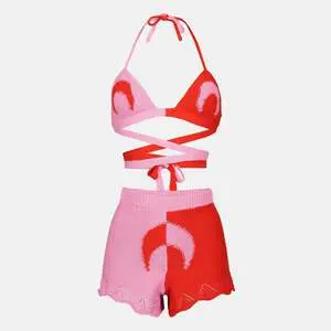 MARINE SERRE Moon Crocheted Knit Bikini Top