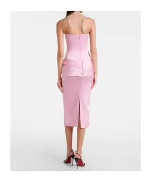 Alex Perry Draped Satin Crepe Bustier Dress