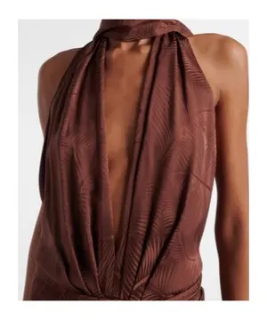 Johanna Ortiz Halterneck Jacquard Maxi Dress With Knotted Front