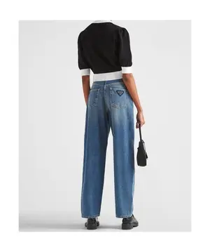 Prada High-waisted Denim Jeans With Enamel Logo