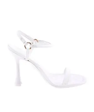 By Far Mia Buckle Detail Strappy Heeled Sandals - White
