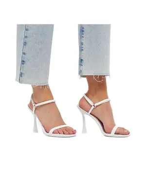 By Far Mia Buckle Detail Strappy Heeled Sandals - White