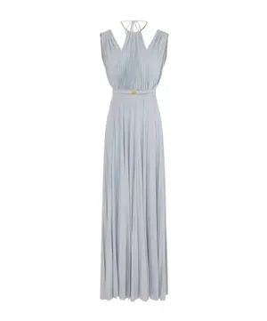 Elisabetta Franchi Belt Detailed Red Carpet Dress - Sky-blue