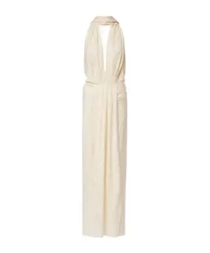 Johanna Ortiz Scarf Detail Palm Jacquard Maxi Dress - Nude