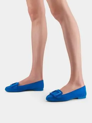 ROGER VIVIER Lacquered Buckle Loafers In Suede